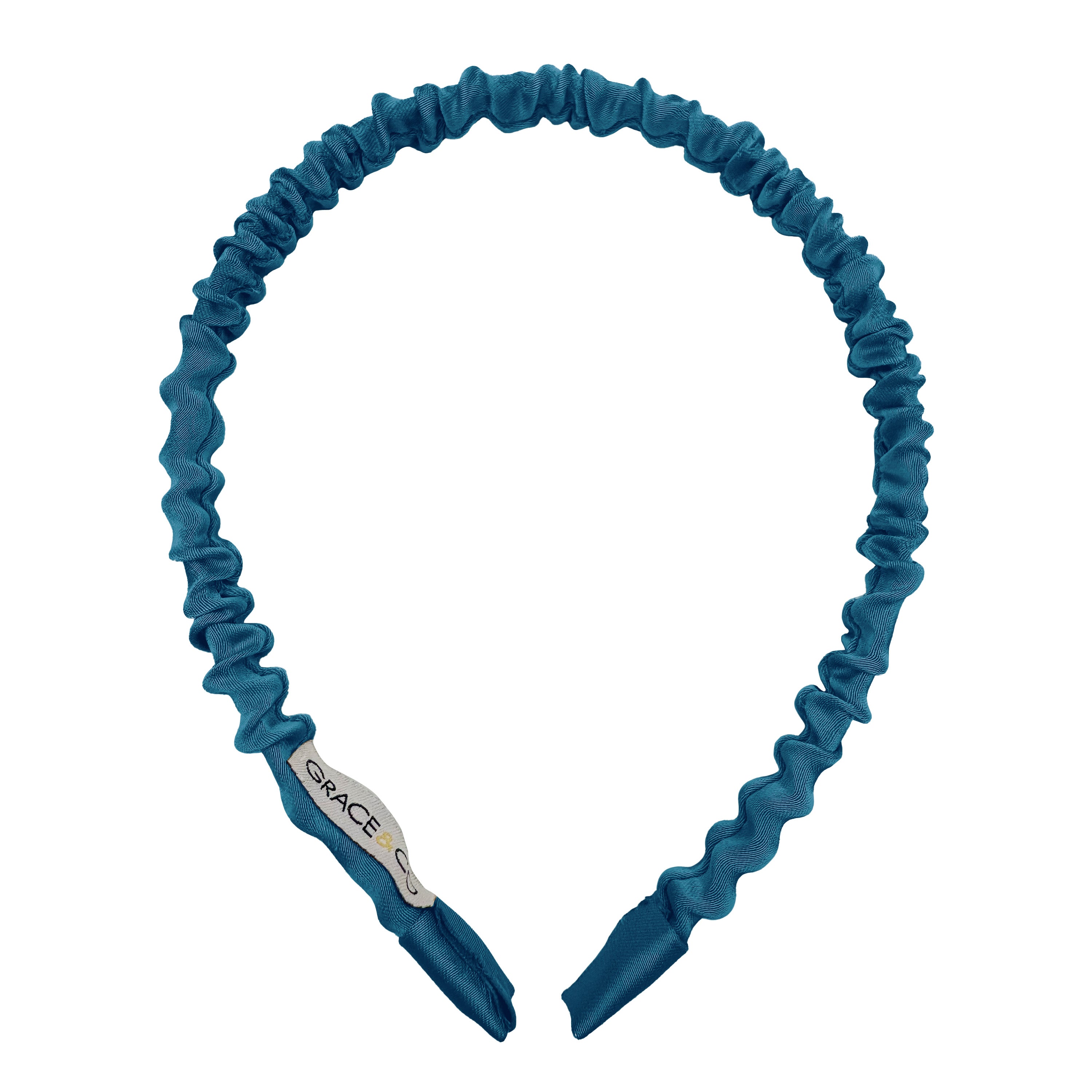 Lilli Skinny Ruched Satin Headband - Azure – Grace & Company